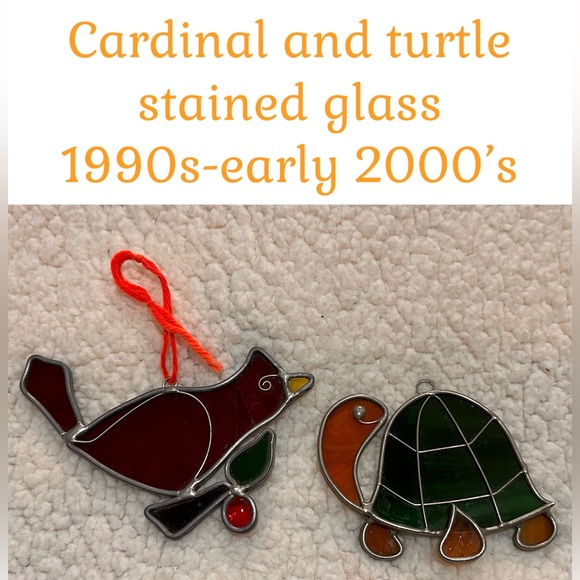 None | Art | Cardinal Turtle Stained Glass Window Decor From 99s Early ...